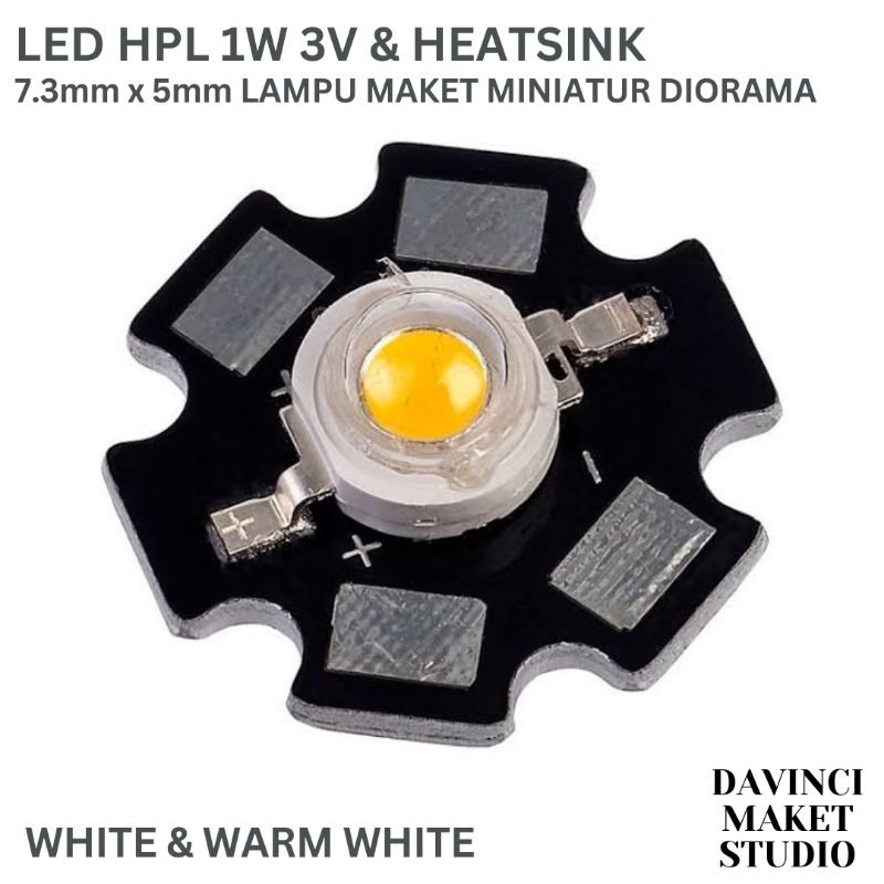 Jual Lampu LED HPL Putih Kuning Heatsink 1w 3v untuk maket diorama ...