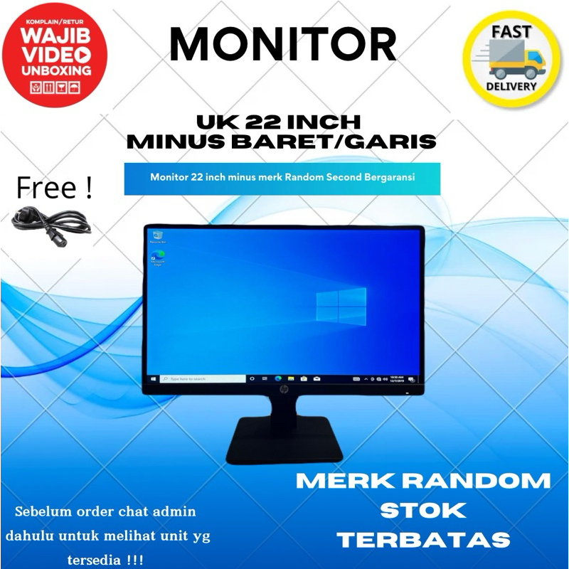 Jual MONITOR PC KOMPUTER CCTV LCD 16 17 19 20 22 INCH LENOVO DELL HP ...