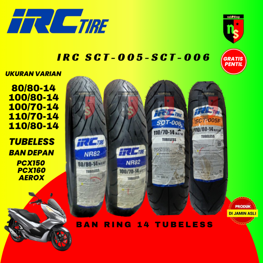 Jual ban tubles IRC nr 82 ukuran 100/70 ring 14 Fino Grande, Mio s, Mio GT, Xride | Shopee Indonesia