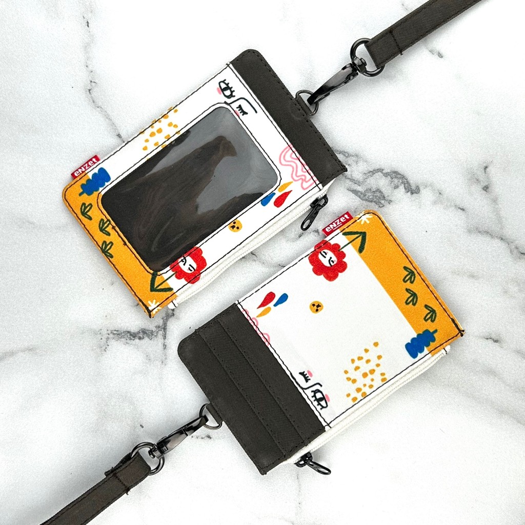 Jual ID card holder hanging wallet name tag kartu lanyard zipper motif ...