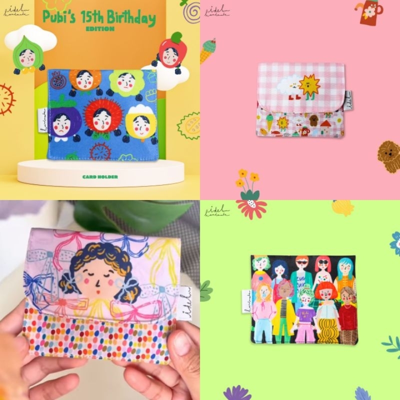 Jual Ideku handmade Card Holder Pink Gingham / Black Faces / Pubi ...