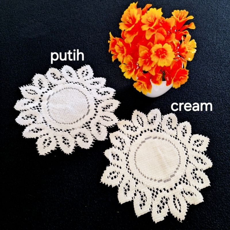 Jual Alas Vas Bunga/ Taplak bulat keci minimalis/ Tatakan gelas ...