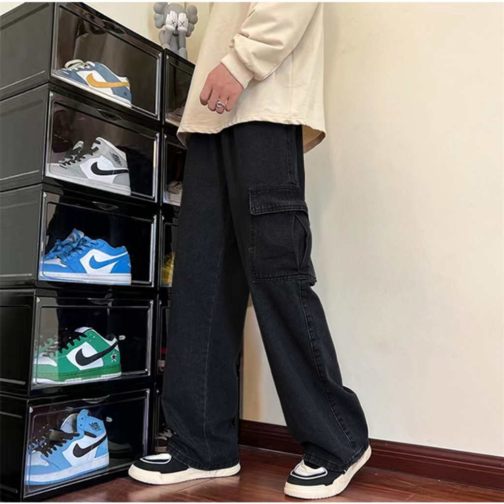 Jual KeyBoy Celana Cargo jeans pria panjang cowok Korean style baggy pants kargo celana denim ...