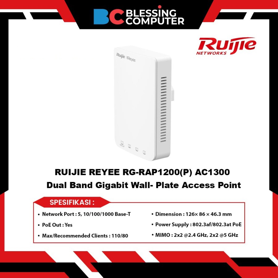 Jual RUIJIE REYEE RG-RAP1200(P) AC1300 Dual Band Gigabit Wall- Plate ...