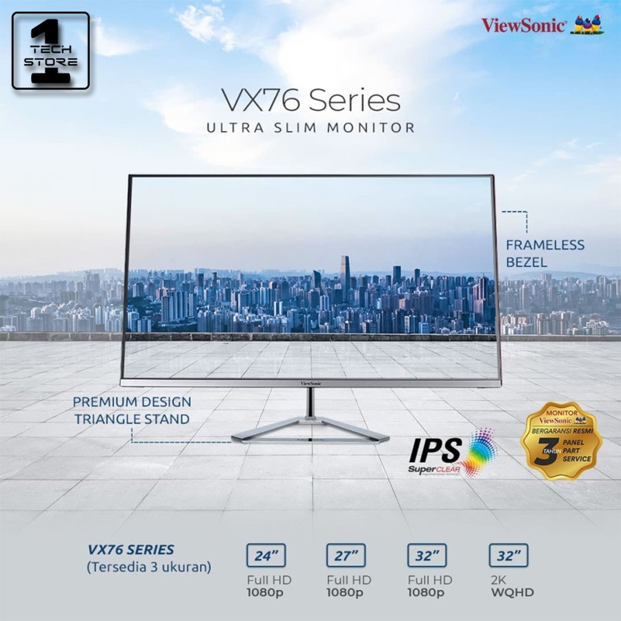 Jual Monitor LED 32" ViewSonic VX3276-2K-MHD |IPS|Frameless|HDMI|DP ...