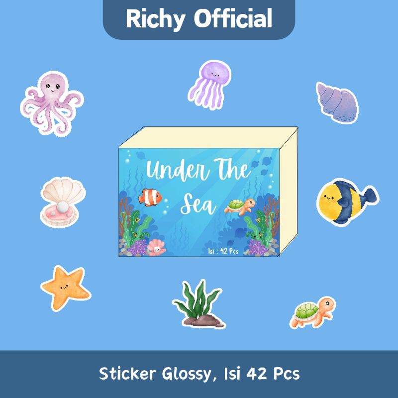 Jual sticker dekorasi jurnal tema bawah laut / stiker dekorasi under ...
