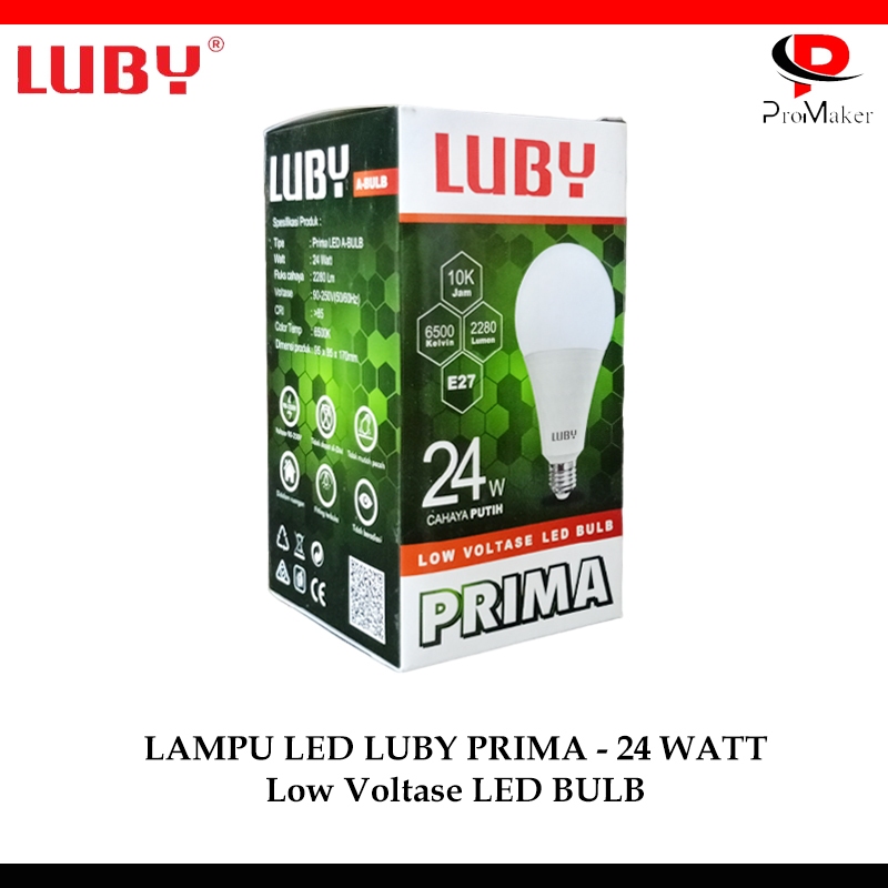 Jual Bohlam Lampu LED Luby Prima 24 Watt Cahaya Putih Low Voltase A ...
