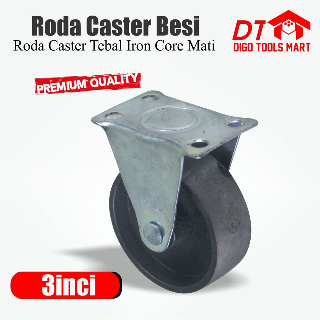 Jual DIGO Roda Caster Besi 3 inci Mati Iron Caster Wheel Troly Plat ...