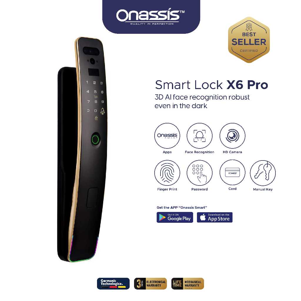 Jual ONASSIS SMART LOCK X6 PRO FACE RECOGNITION 3D SCANNER | Shopee ...