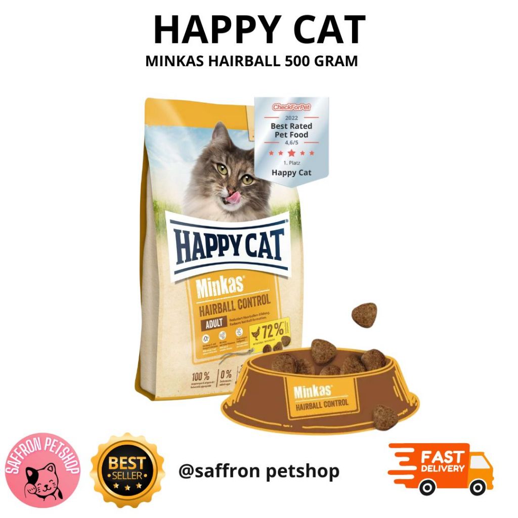 Jual HAPPY CAT HAIRBALL CONTROL 500GRAM MAKANAN KUCING DRY FOOD ...