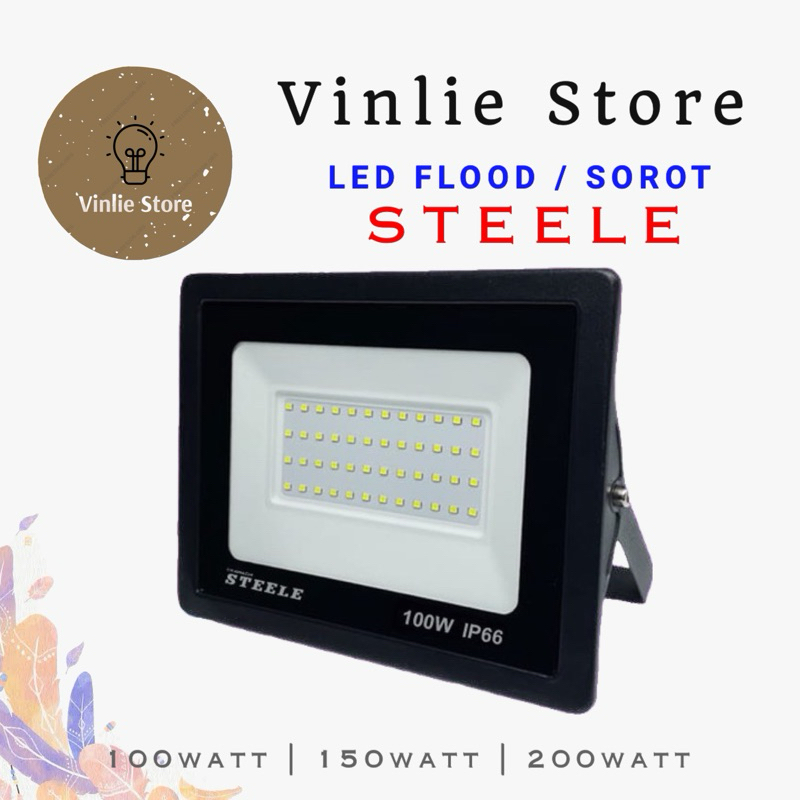 Jual LAMPU SOROT LED STEELE 100W 150W 200W IP66 WATERPROOF / LAMPU TAMAN LED FLOOD LIGHT / LAMPU ...