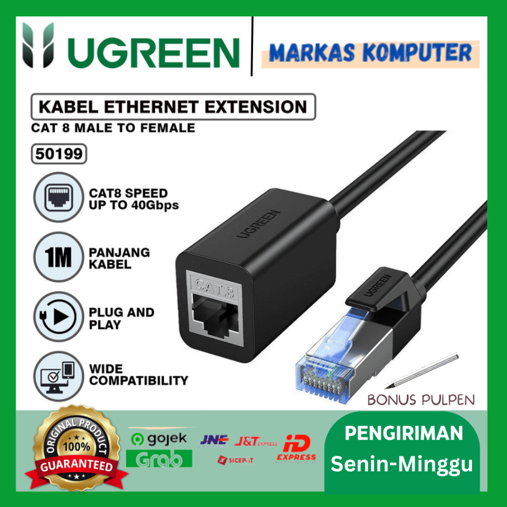 Jual UGREEN Kabel LAN Extension RJ45 Cat 8 Male to Female Gigabit ...