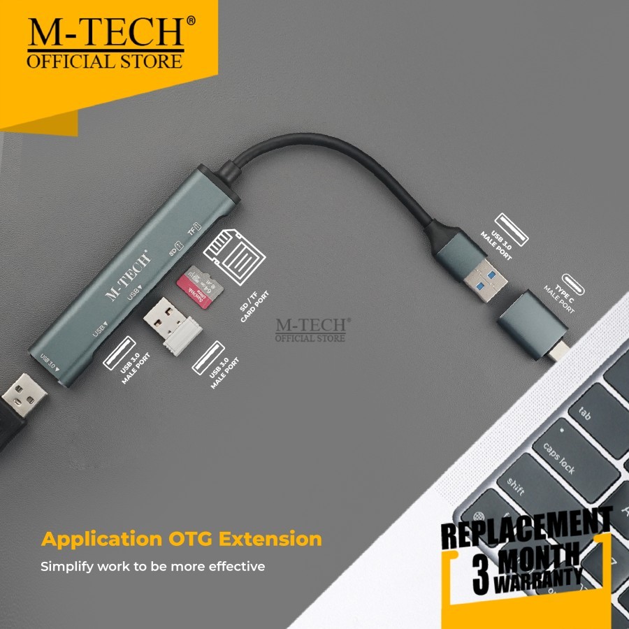 Jual M-Tech Original Usb Hub 5 in 1 CR50 Usb, SD Card, TF Card FREE OTG ...