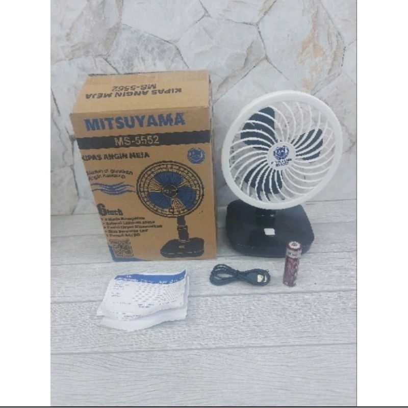 Jual Kipas Angin 6 Inch Portable Meja Bisa Berputar Cas Emergency Desk ...