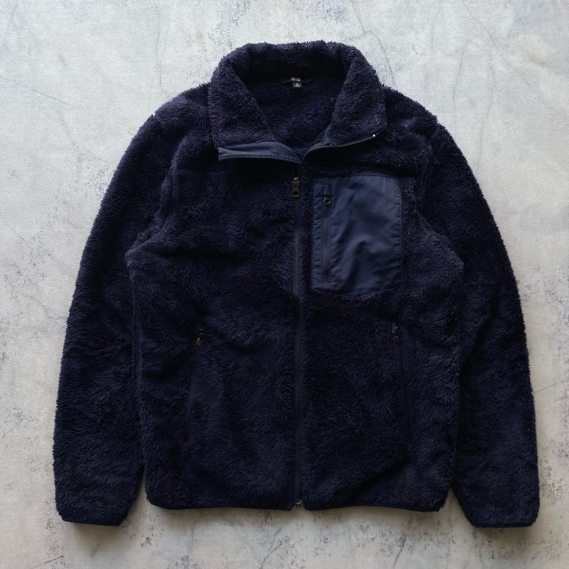 Jual Sherpa Jacket Uniqlo Pocket (navy) | Shopee Indonesia