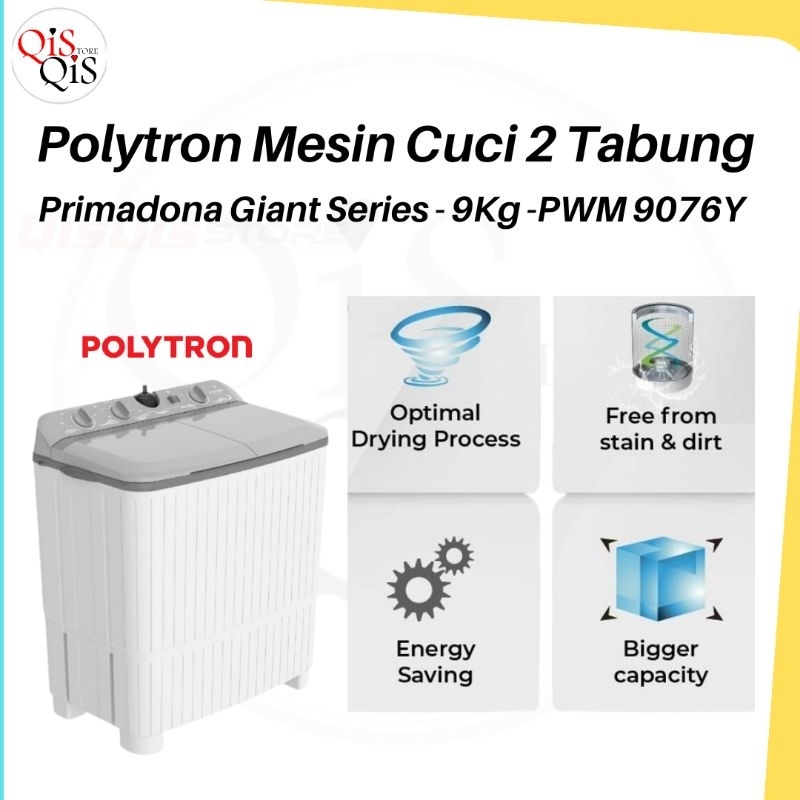 Jual Mesin Cuci POLYTRON 2 Tabung 9 Kg - Primadona Giant Series - PWM ...