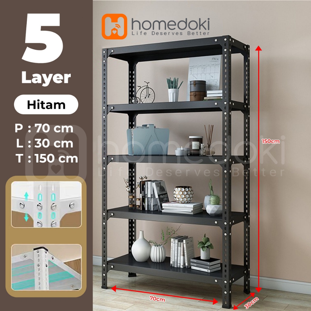 Jual Homedoki Rak penyimpanan 5 tingkat / 5 susun Rak gudang Serbaguna ...