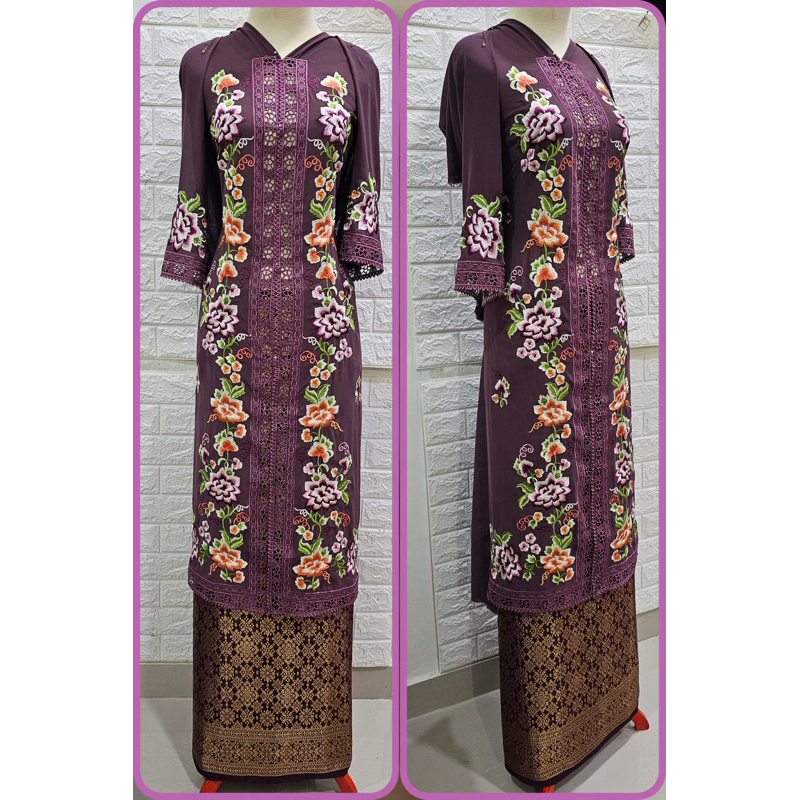 Jual Abaya bahan ceruty mix songket bordiran suji plus kerancang ...