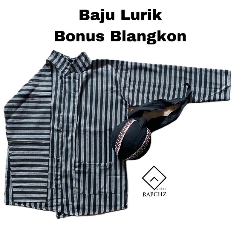 Jual Baju Surjan Lurik Abu-Abu Jogja Bonus Blangkon Sliwir / Pakaian ...