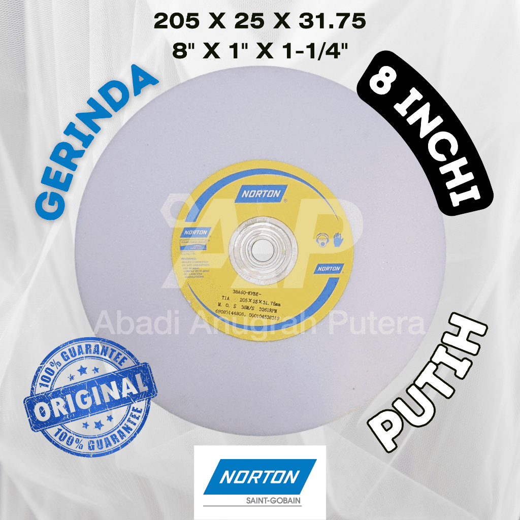 Jual Batu Gerinda/Mata Gurinda/Batu Asah Poles 8" inch NORTON Gerinda ...