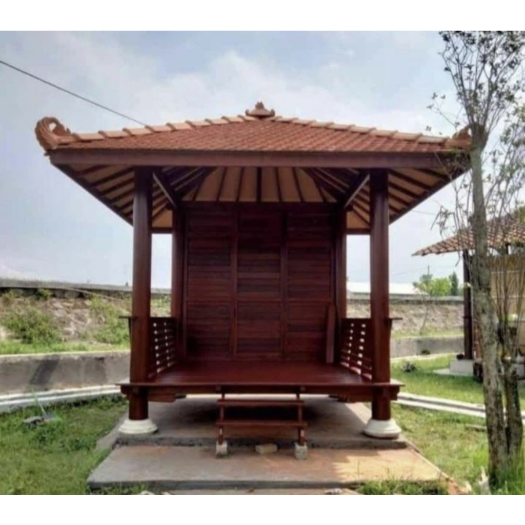 Jual Gazebo Taman Model Dinding Belakang Atap Sirap Genteng Tanah ...