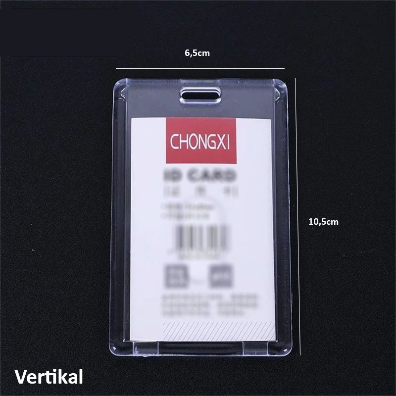 Jual Tempat Kartu Id Card Akrilik 2 Sisi Bening Transparan Vertikal Horizontal ID Holder Name ...