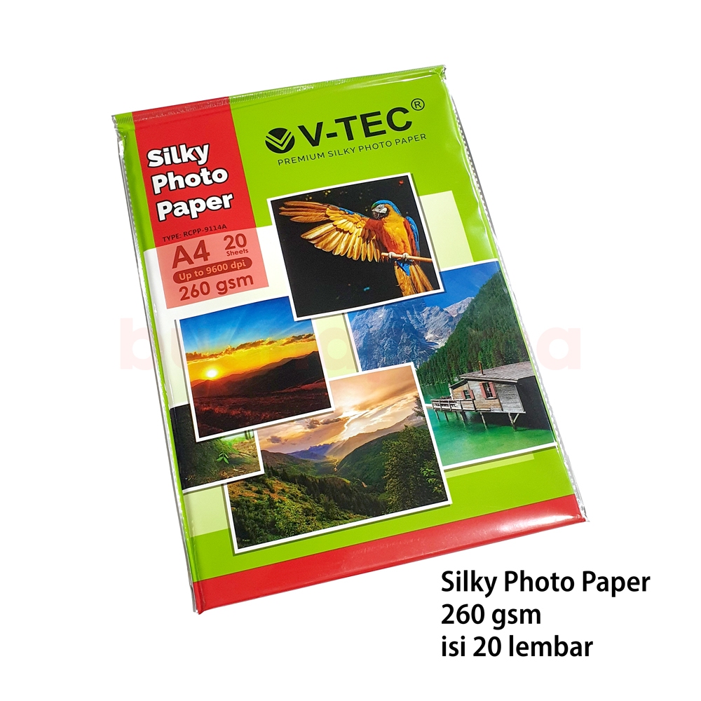 Jual Kertas Foto Silky Photo Paper A4 260 gsm V-Tec isi 20 Lembar Doff ...