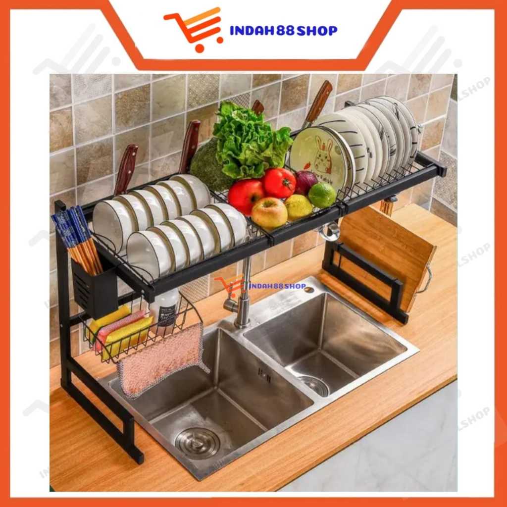 Jual Rak Piring Wastafel Dapur Stainless Hitam / Rak Cuci Piring Atas ...