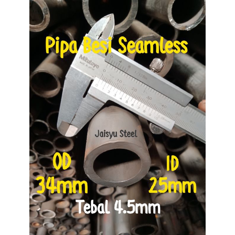 Jual Pipa Besi Seamless OD 34mm ID 25mm Tebal 4.5mm panjang 20cm.25cm,30cm | Shopee Indonesia
