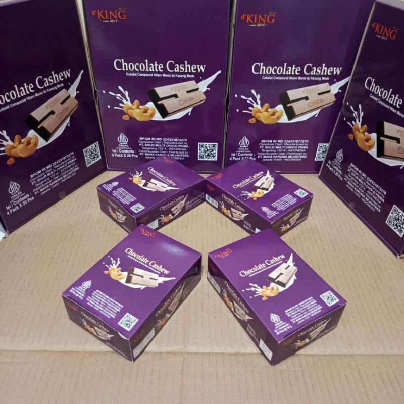 Jual Coklat Cashew d'KING 1 dus isi 80 pcs cokelat Kacang mede | Shopee ...