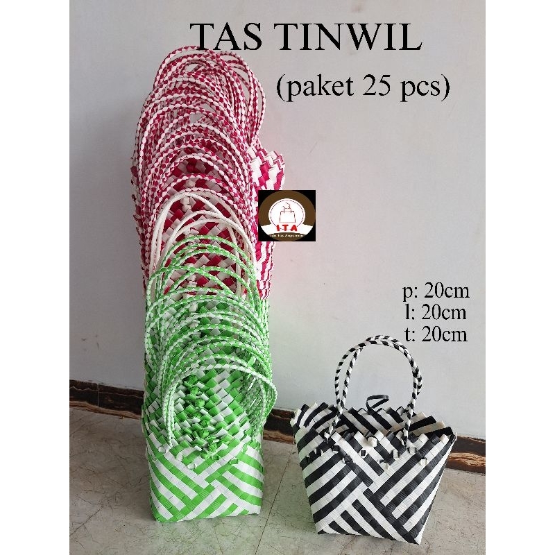 Jual TAS TINWIL(paket 25 pcs)/tas anyaman plastik tinwil/tas hampers ...