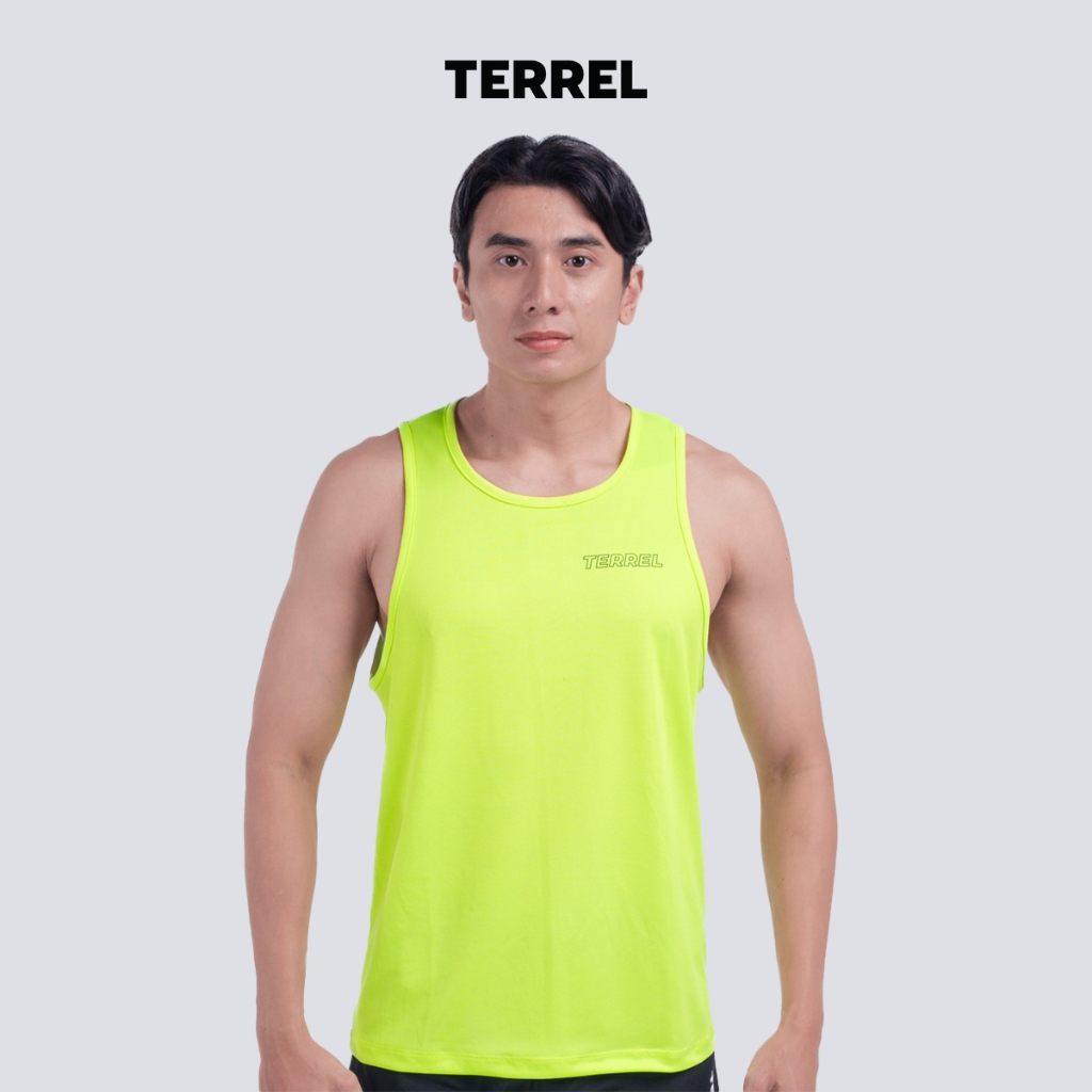 Jual Terrel sportswear basic tanktop green volt sleeveless singlet pria dry fit gym running pria ...