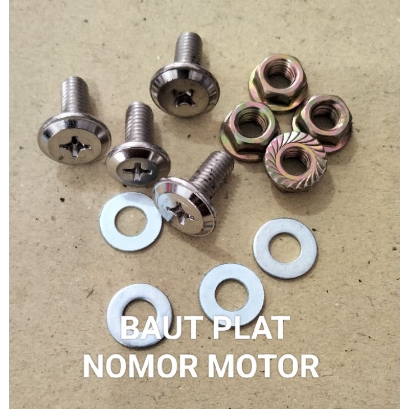 Jual baut plat motor komplit isi 4 unit mur dan baut | Shopee Indonesia