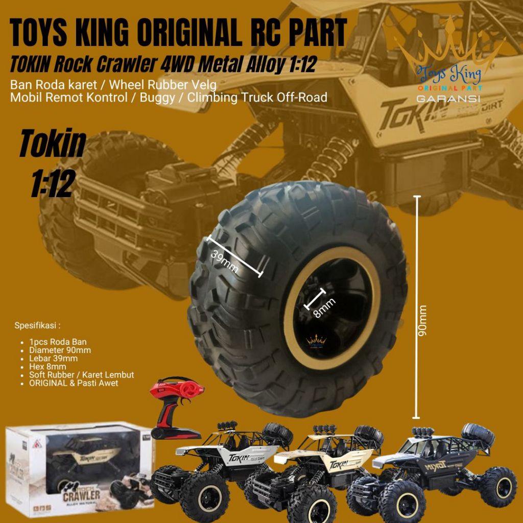Jual Ban Roda Karet Wheel Rubber Velg RC TOKIN Rock Crawler 4WD Metal 1 ...