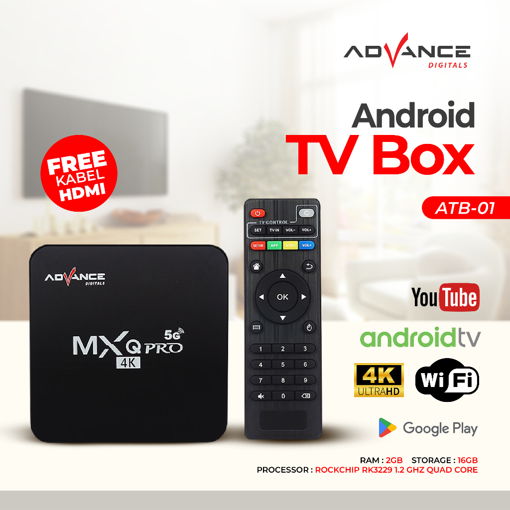 Jual Advance ATB-01 Android Tv Box Mxq Pro 4K Support Wifi 2+16Gb TV ...
