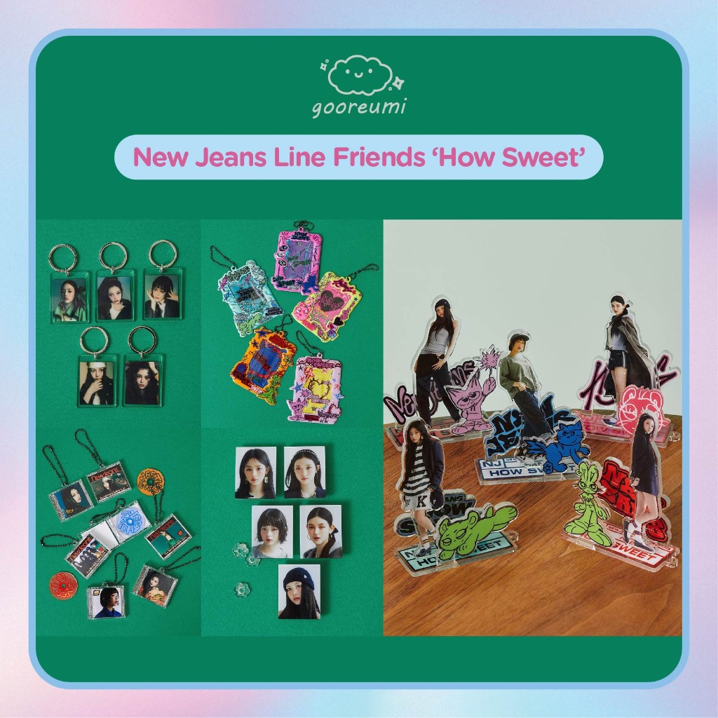 Jual NEW JEANS with Line Friends 'How Sweet' Merch ~ Keyring, Stickon ...