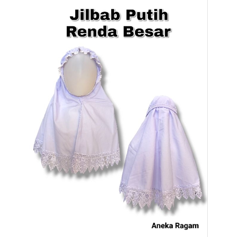 Jual Jilbab putih renda besar | Shopee Indonesia