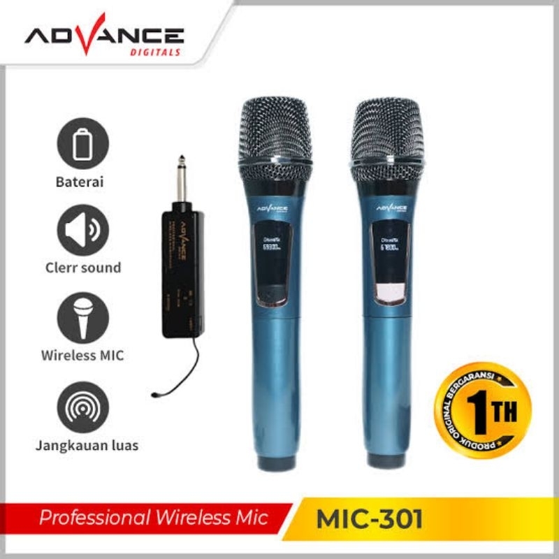Jual Advance MIC301 DOUBLE Mic Wireless Microphone Bluetooth Karaoke BONUS Baterai | Shopee ...