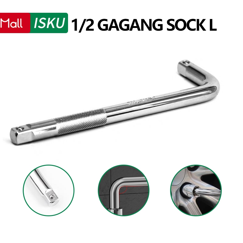 Jual ISKU Gagang Kunci Shock L 1/2 Inch x 25 cm/Gagang Sock L | Shopee ...