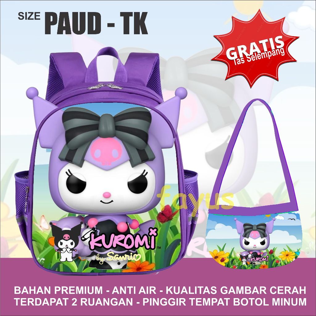 Jual Tas Kuromi Tas Melody Fayus Ransel PAUD TK Tas Sekolah Anak Viral Bisa COD | Shopee Indonesia