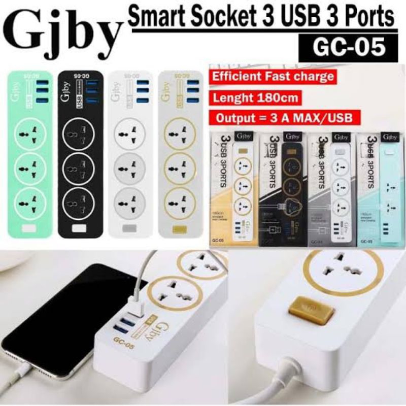Jual universal smart socket power with 3 usb ports | Shopee Indonesia