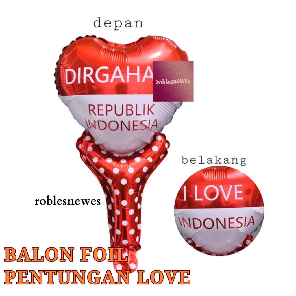 Jual BALON PENTUNGAN LOVE || Balon foil pentungan dirgahayu / balon 17 ...