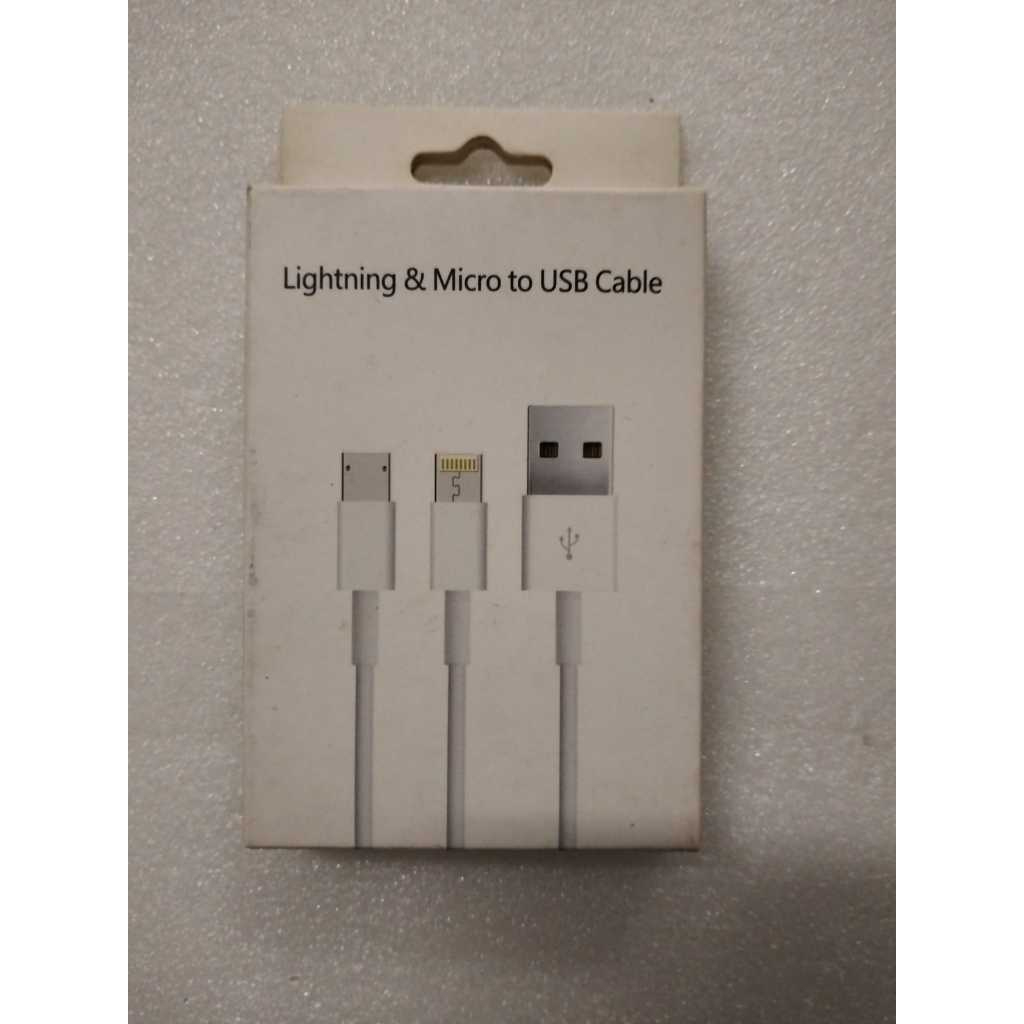 Jual Data Cable 2in1 Dual Side Lightning & Micro To USB Cable | Shopee ...
