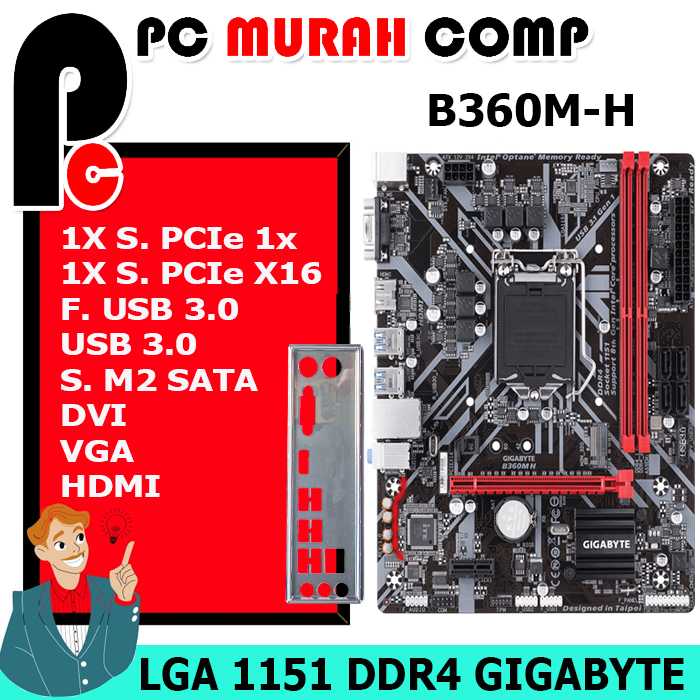 Jual Motherboard B360M-H Gaming Soket 1151 DDR4 Plus Processor i5 8500 ...