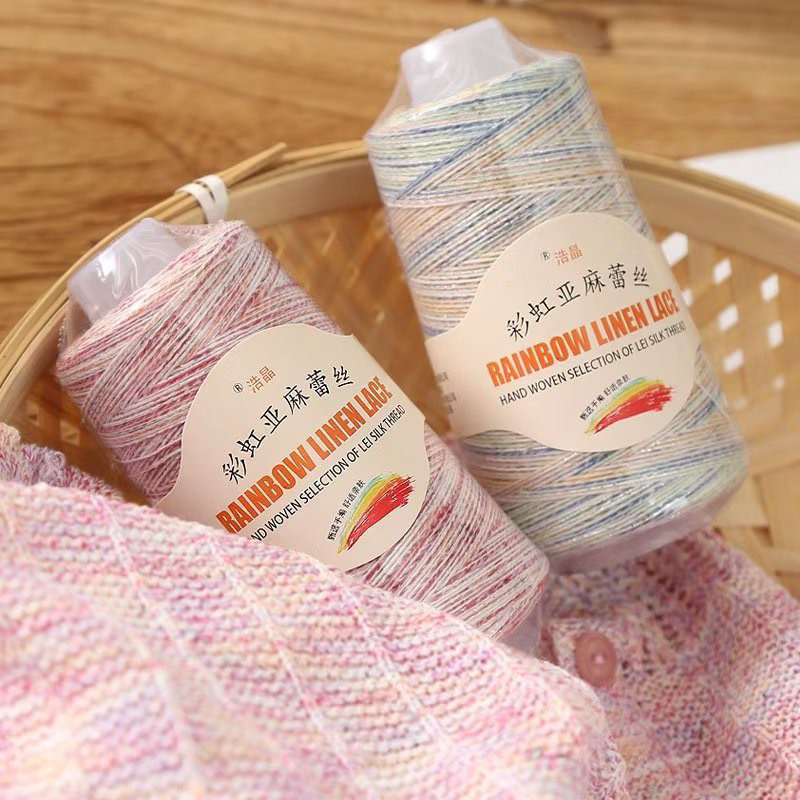 Jual BENANG RAJUT RAINBOW LINEN LACE KATUN 75GR | Shopee Indonesia