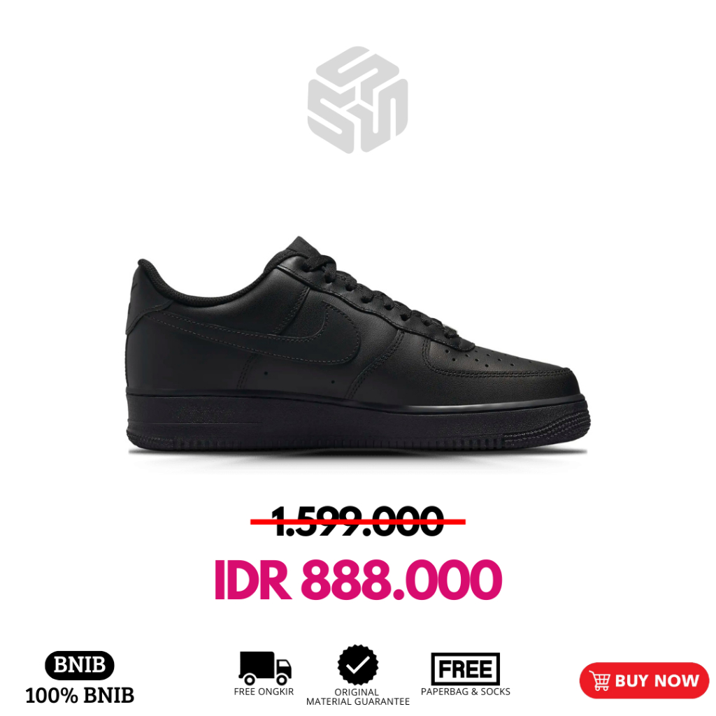 Jual Sepatu Nike Air Force 1 Triple Black BNIB 100% Authentic | Shopee ...
