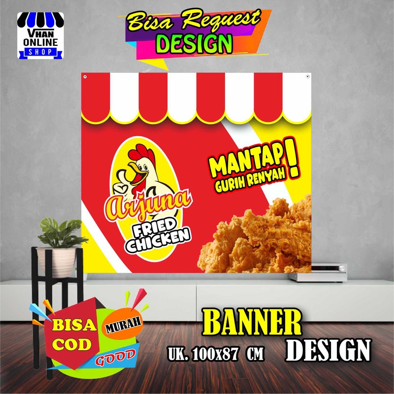 Jual Cetak Spanduk Banner Jualan Fried Chicken, Ayam Crispy, Ayam Goreng, Murah Bagus | Shopee ...