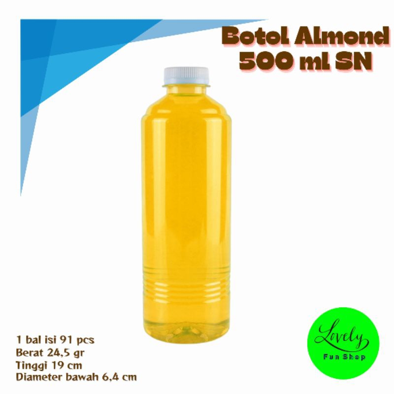 Jual [1 bal] Botol Almond 500 ml SN PET Plastik isi 91 pcs Kemasan ...