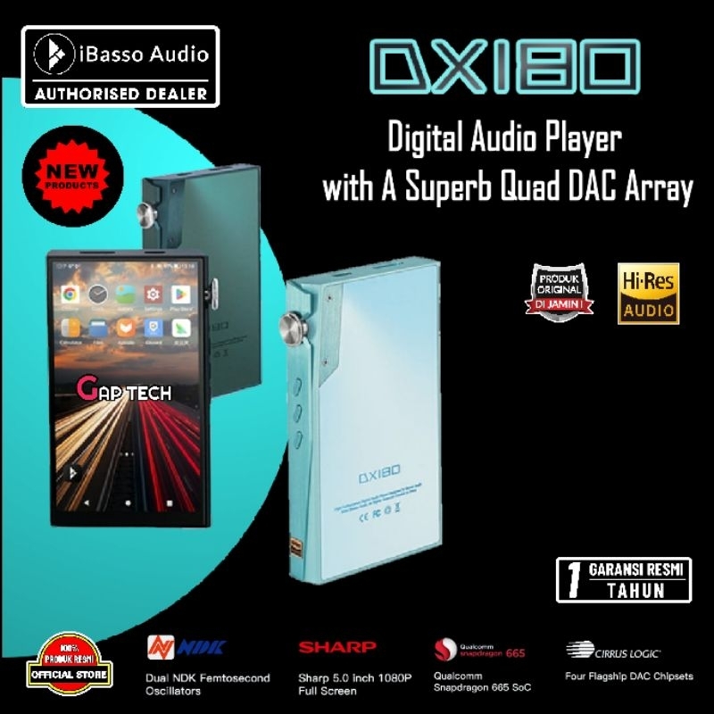 Jual iBasso DX180 / DX 180 128Gb Internal Memory 4Gb RAM Digital Audio Player with A Superb Quad ...
