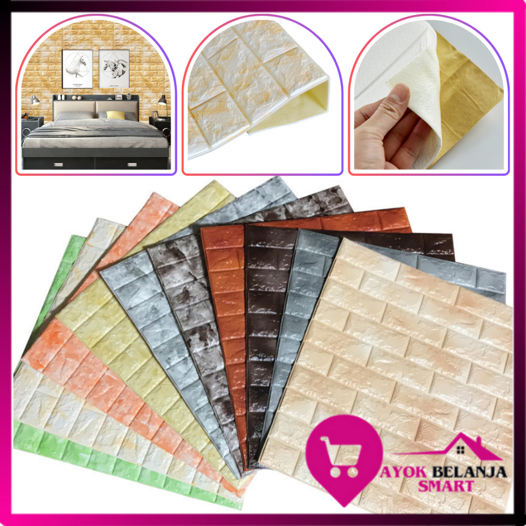Jual ABS Wallpaper Dinding Foam 3D Motif Batu Bata Corak Ukuran 76 x 70 ...